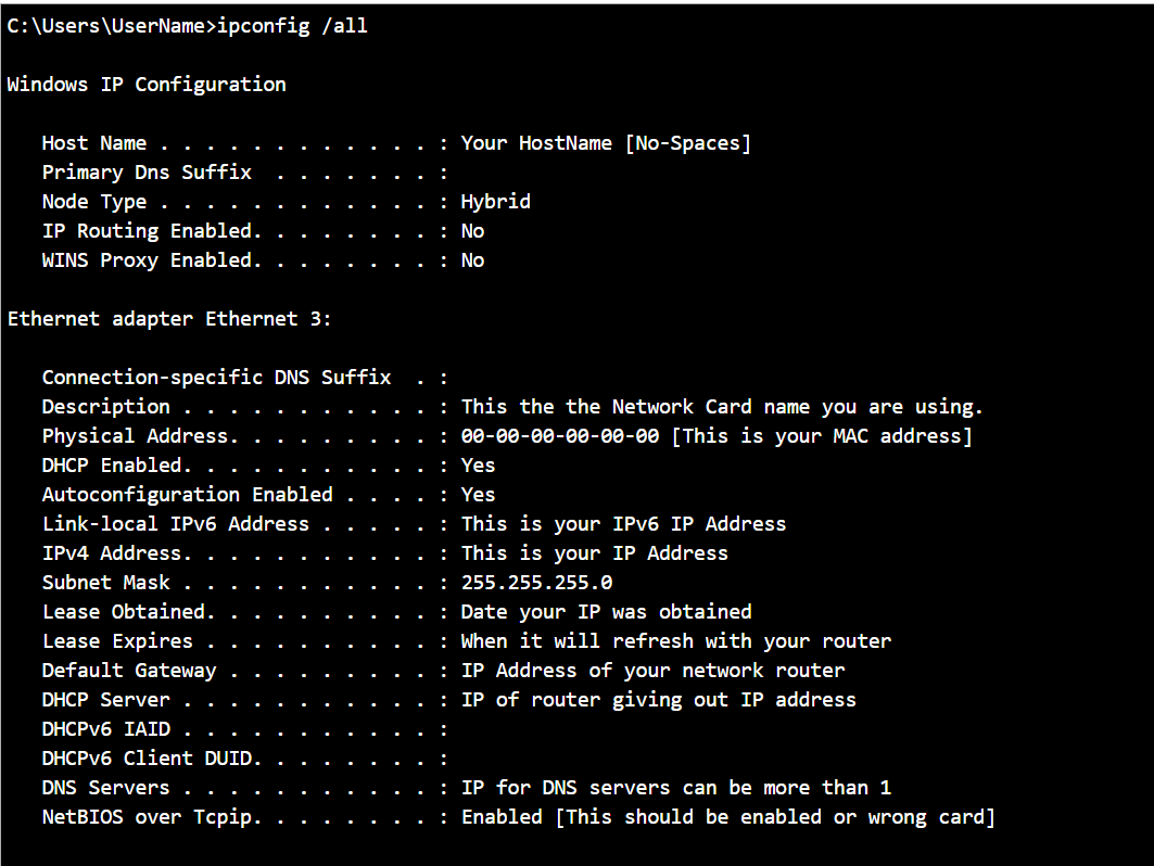 Finding your HostName and MAC address